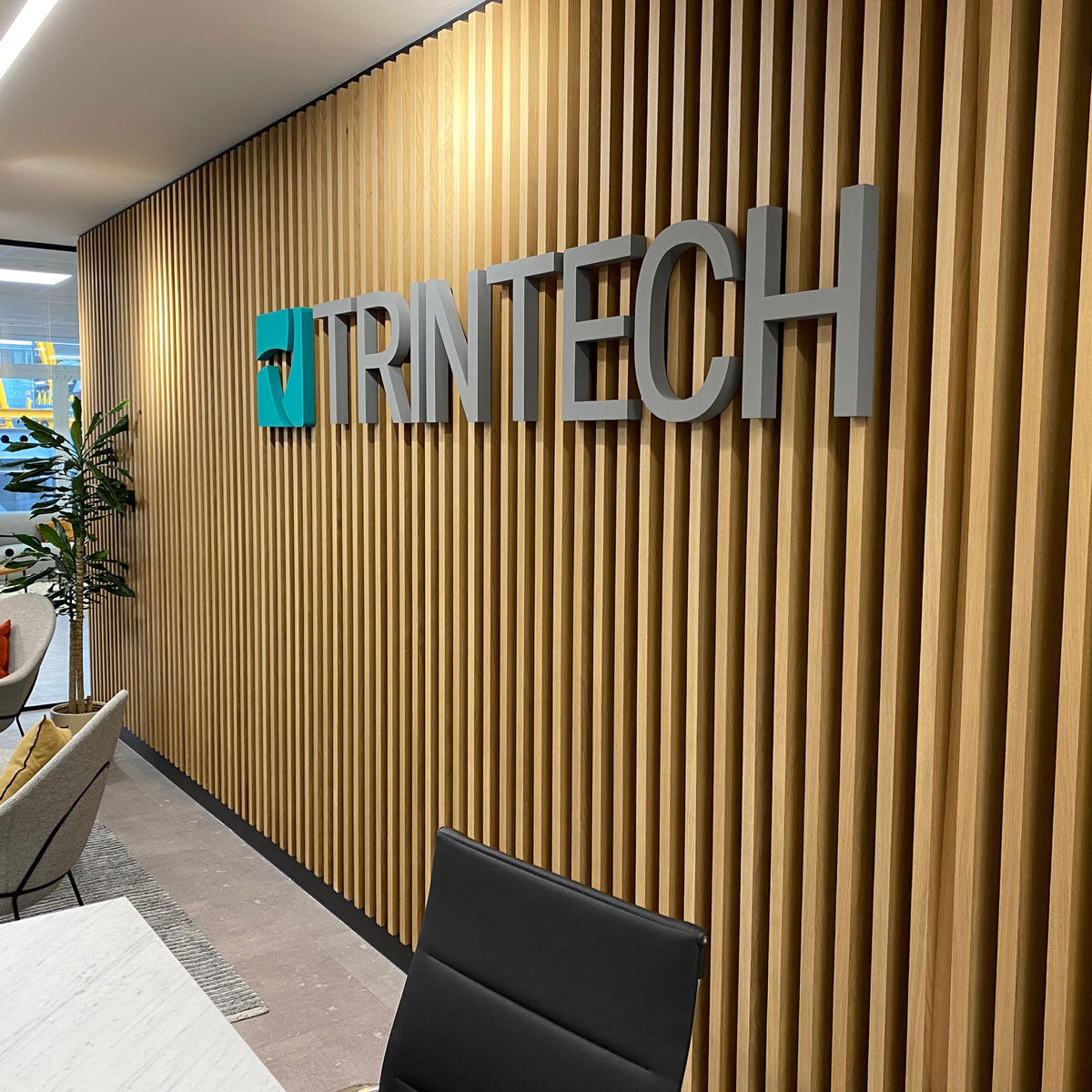 3D Logo Sign on Wooden Slat Panelled Wall | Hyper Creative