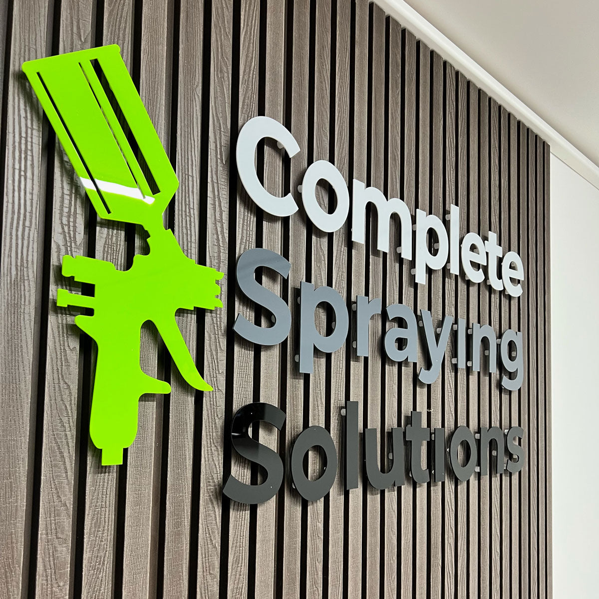 3D Logo Sign on Wooden Slat Panelled Wall | Hyper Creative