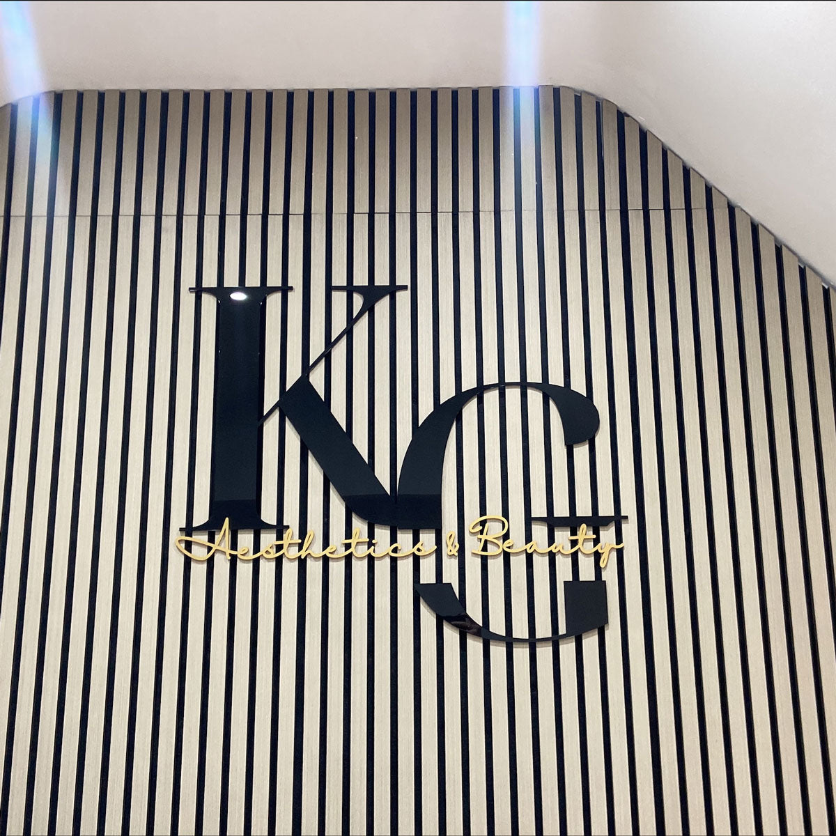 3D Logo Sign on Wooden Slat Panelled Wall | Hyper Creative
