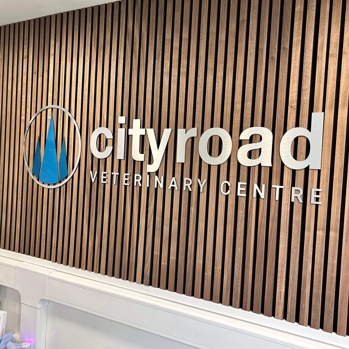 3D Logo Sign on Wooden Slat Panelled Wall | Hyper Creative