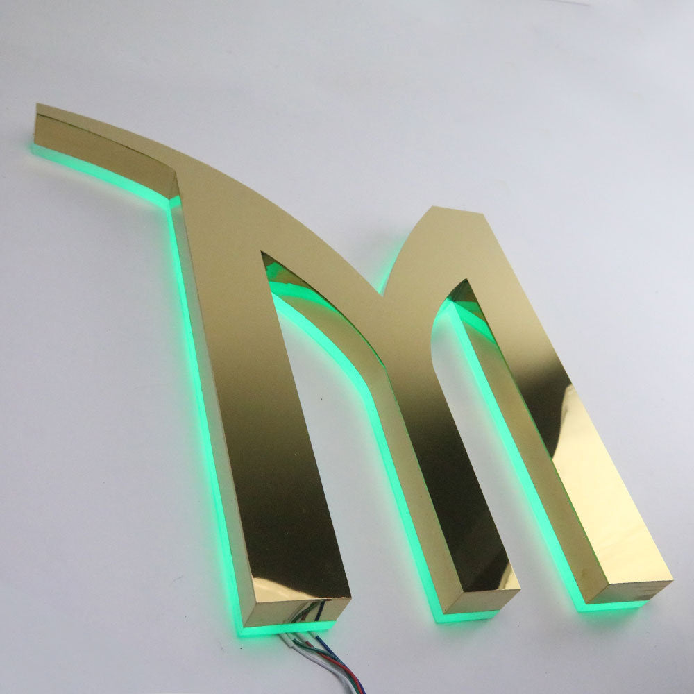 3D Built up Stainless Steel Painted Logo Wall Sign - Halo LED ...