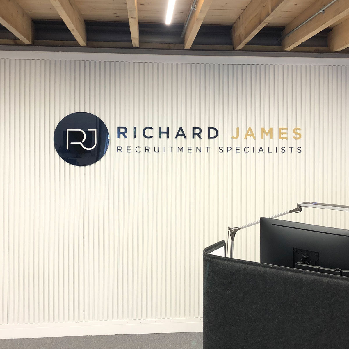 3D Logo Sign on Wooden Slat Panelled Wall | Hyper Creative
